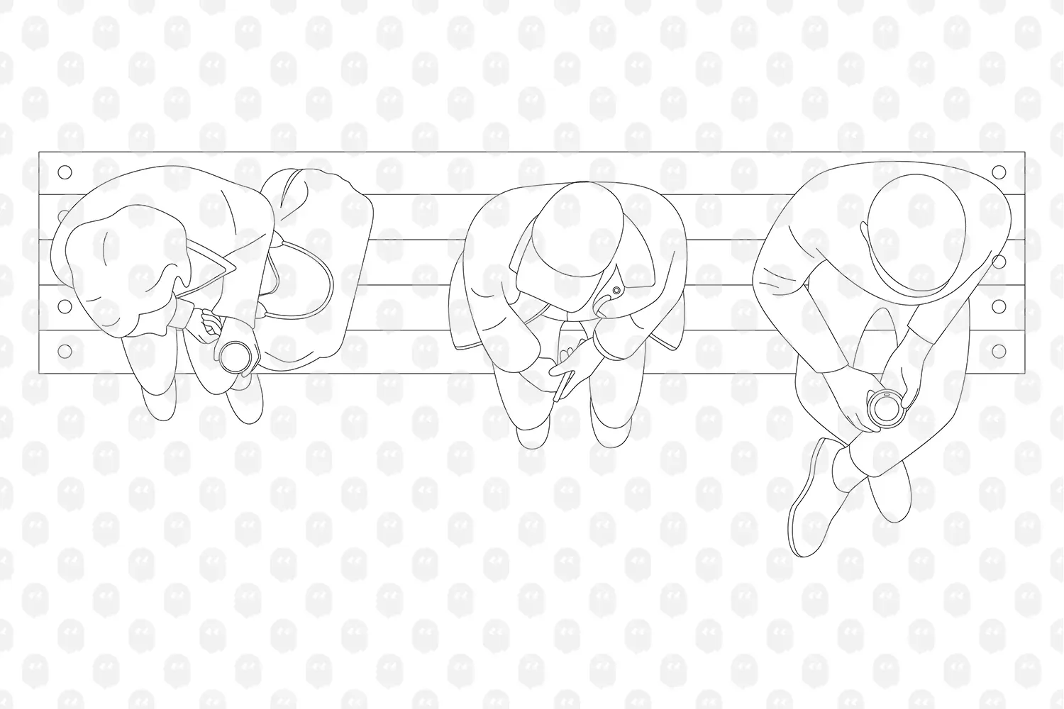 Three People Sitting On A Bench CAD Block Drawings | Archade