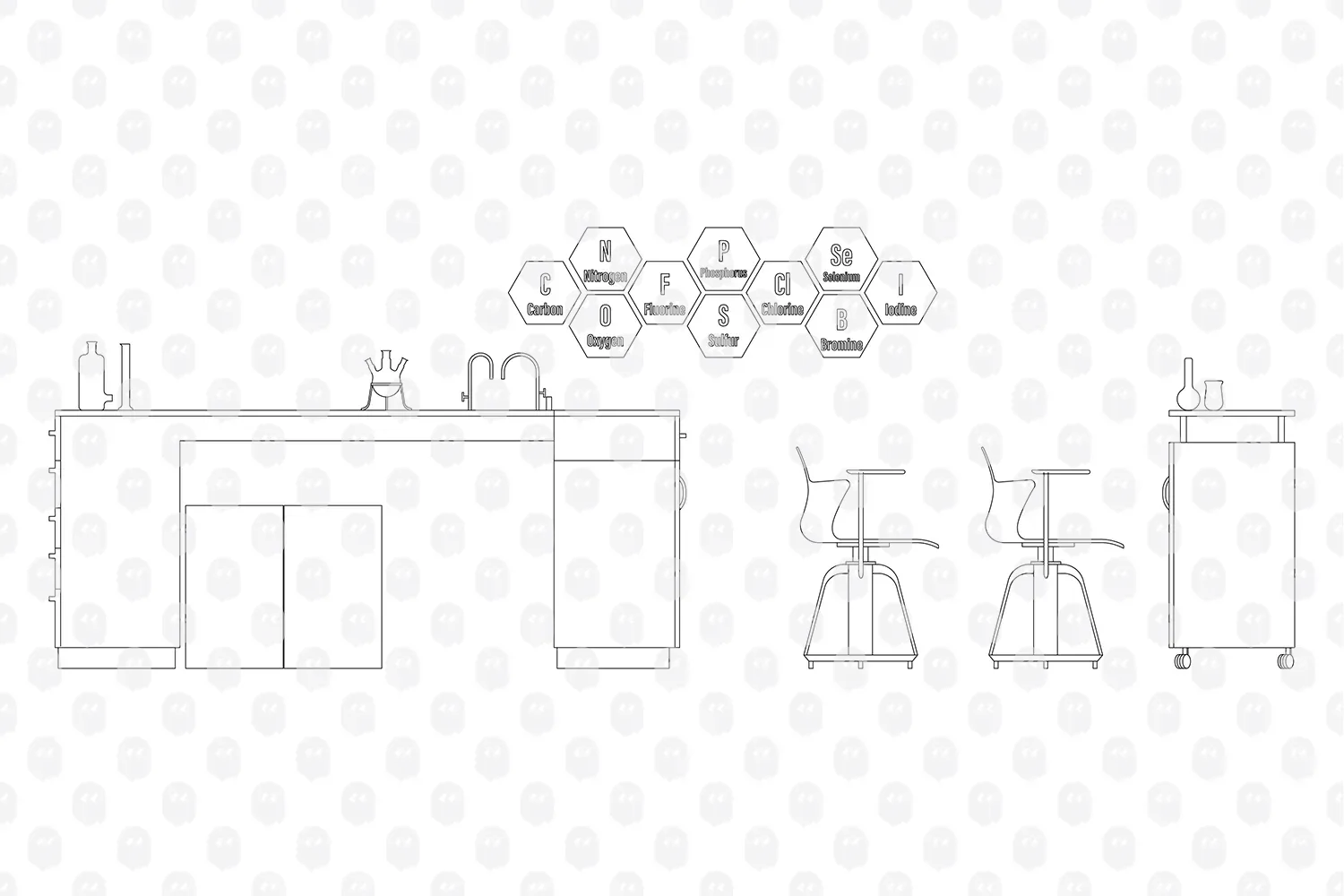 A Chemistry Laboratory CAD Block Drawings | Archade