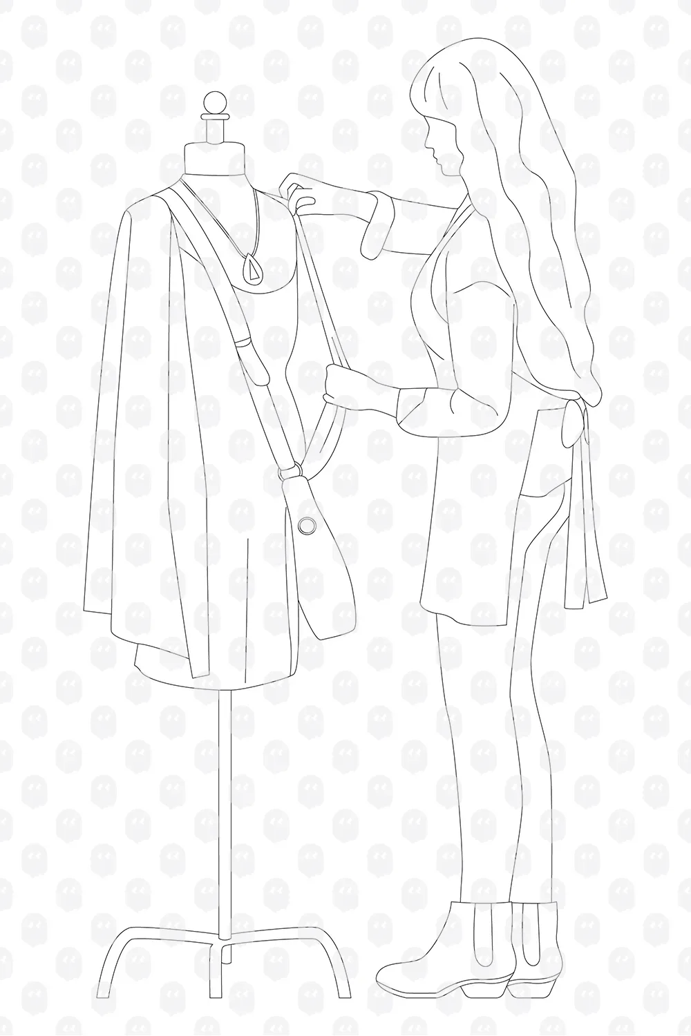 A Woman Organizing Clothes On Mannequin CAD Block Drawings | Archade