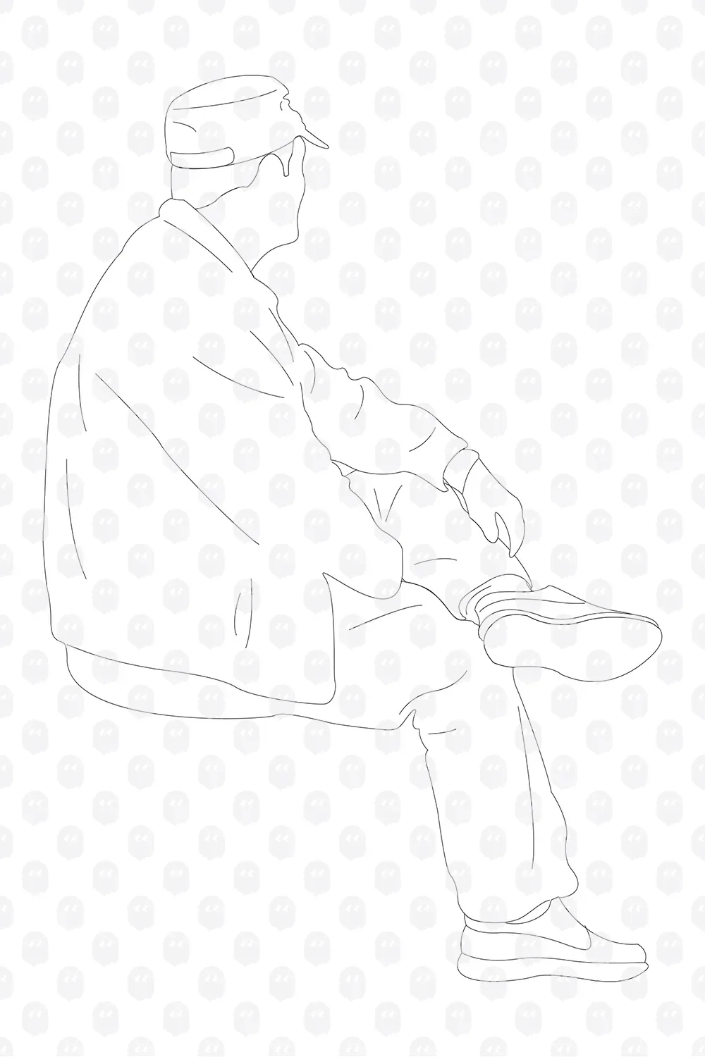 A Man Sitting And Looking Away CAD Block Drawings | Archade