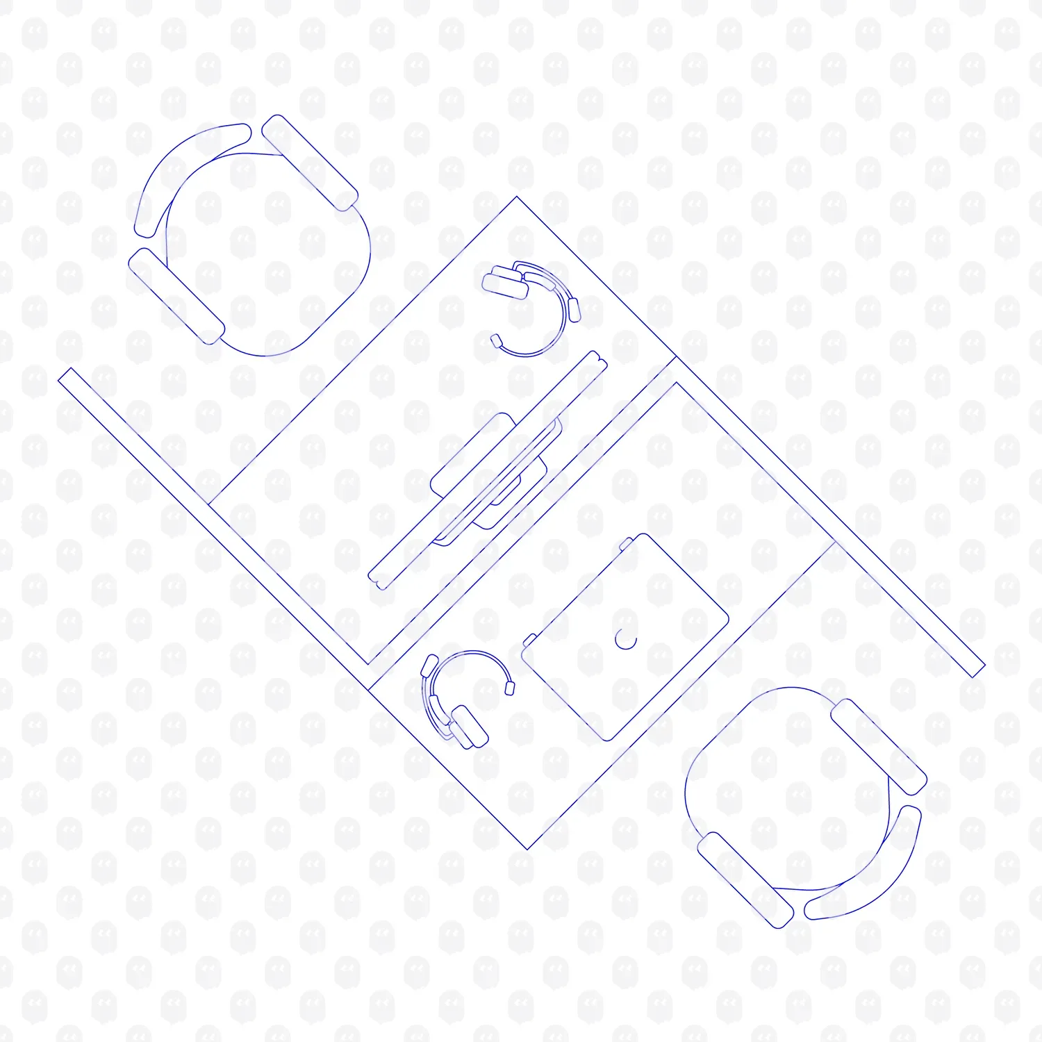 Two Blue Study Booths CAD Block Drawings | Archade
