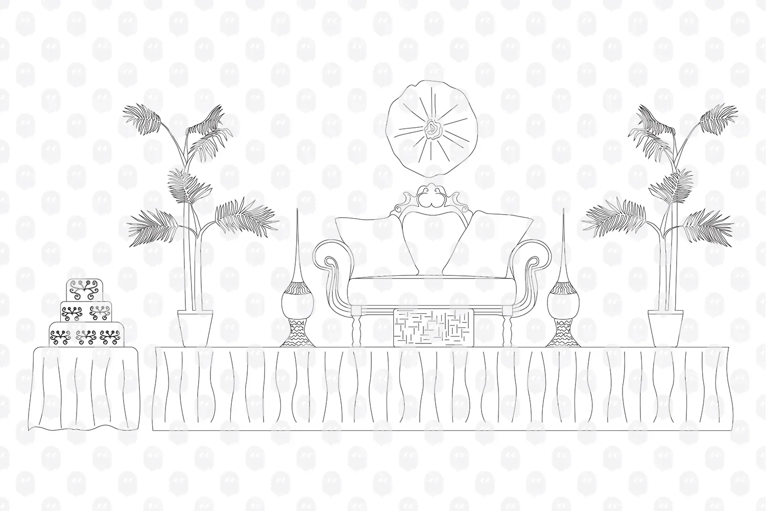 Bride And Groom's Sitting Area CAD Block Drawings | Archade